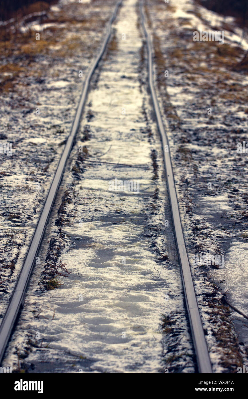 railroad in snow Stock Photo - Alamy