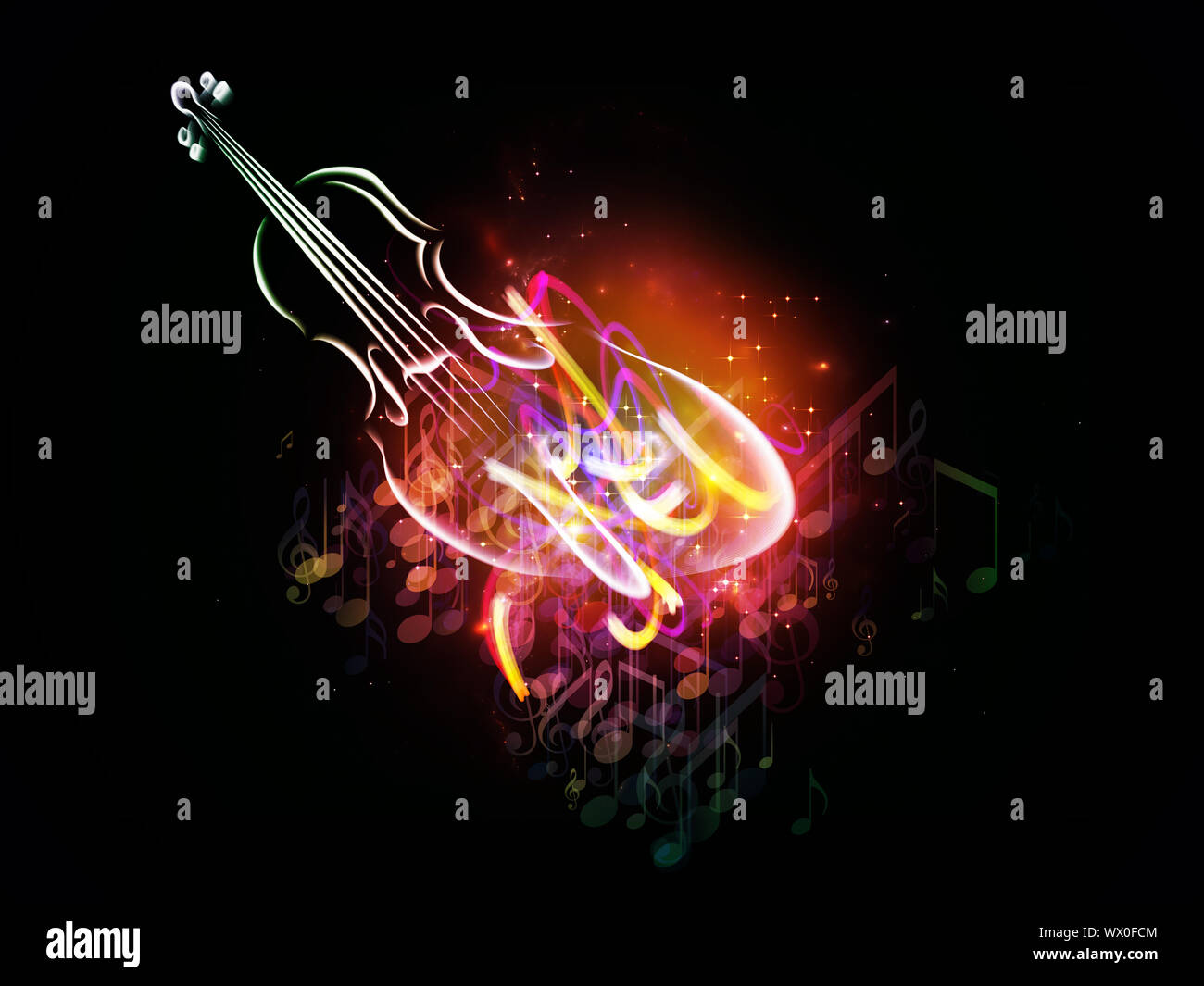 Design made of violin graphic, musical notes and design elements to ...