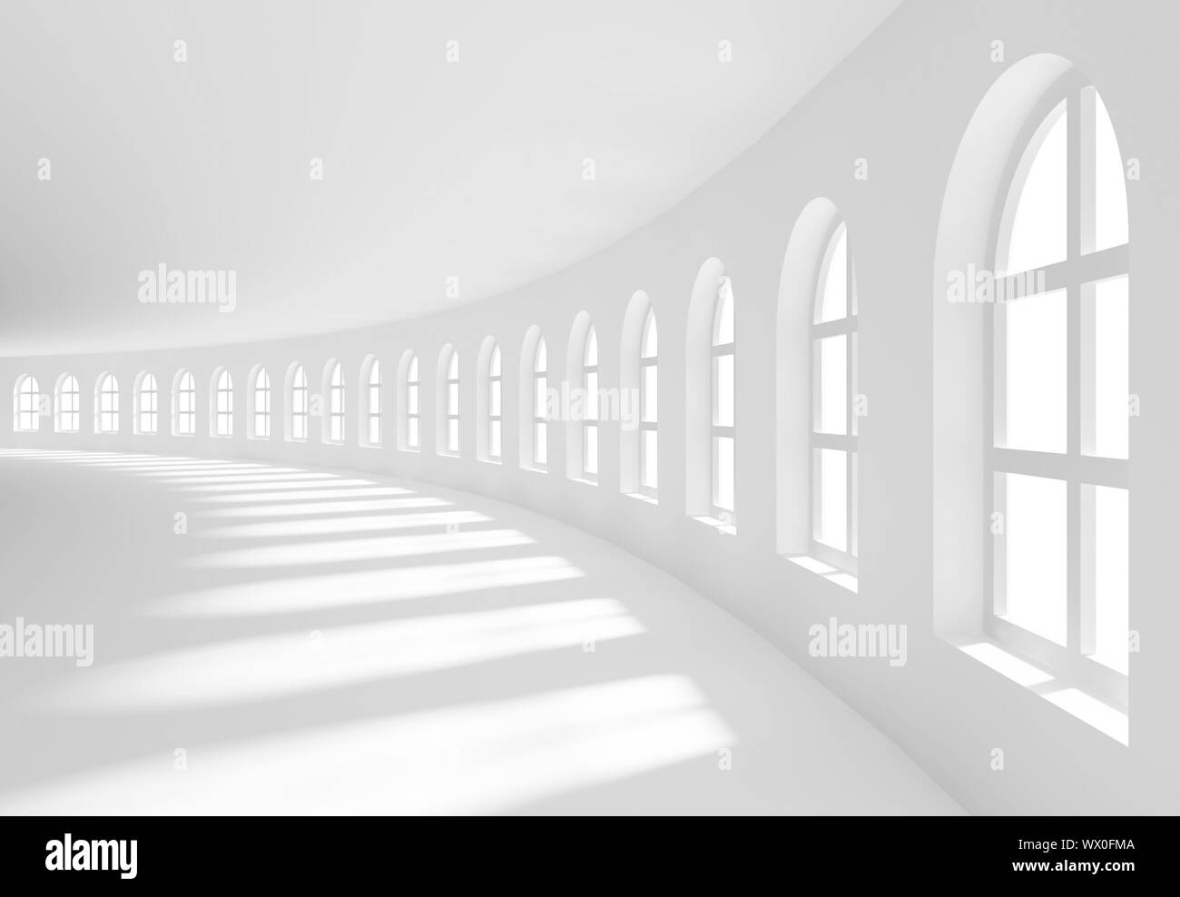 3d Illustration of Large Hall with Windows Stock Photo - Alamy