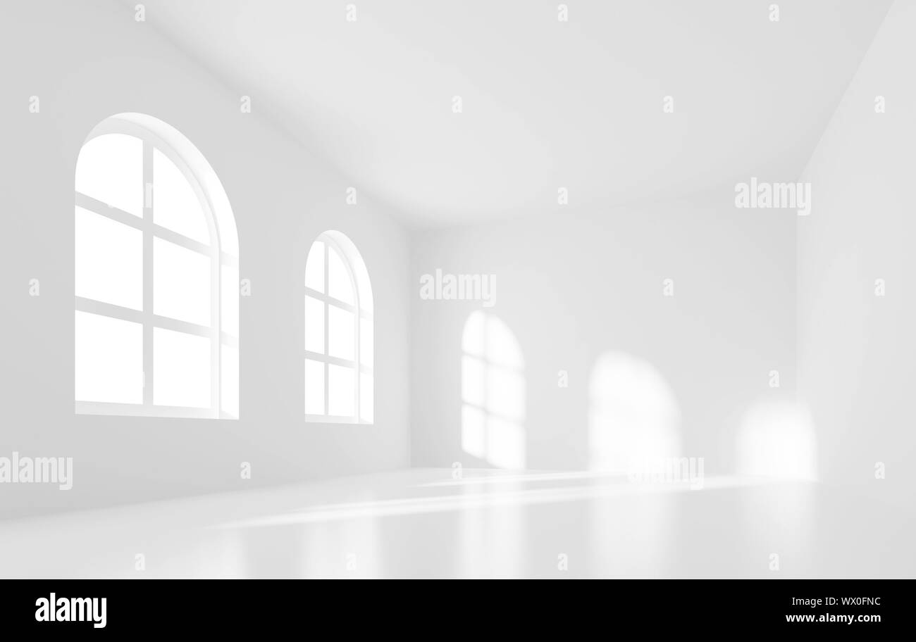 3d Illustration of White Empty Room Background Stock Photo - Alamy