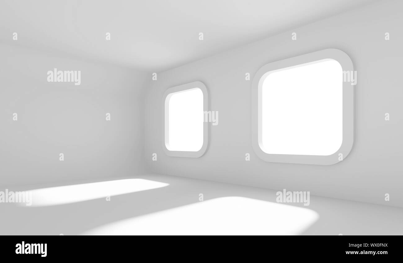 3d Illustration of White Empty Room Background Stock Photo - Alamy