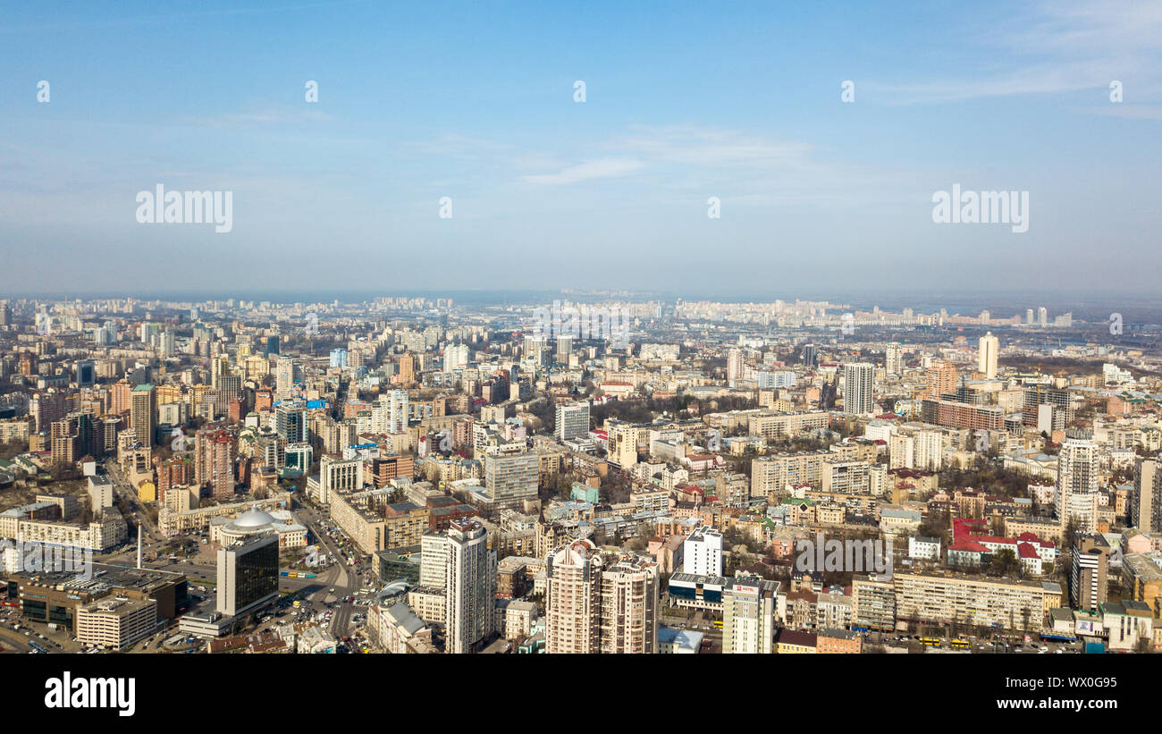 Kiev, city center, panoramic view on a sunny day against the blue sky ...