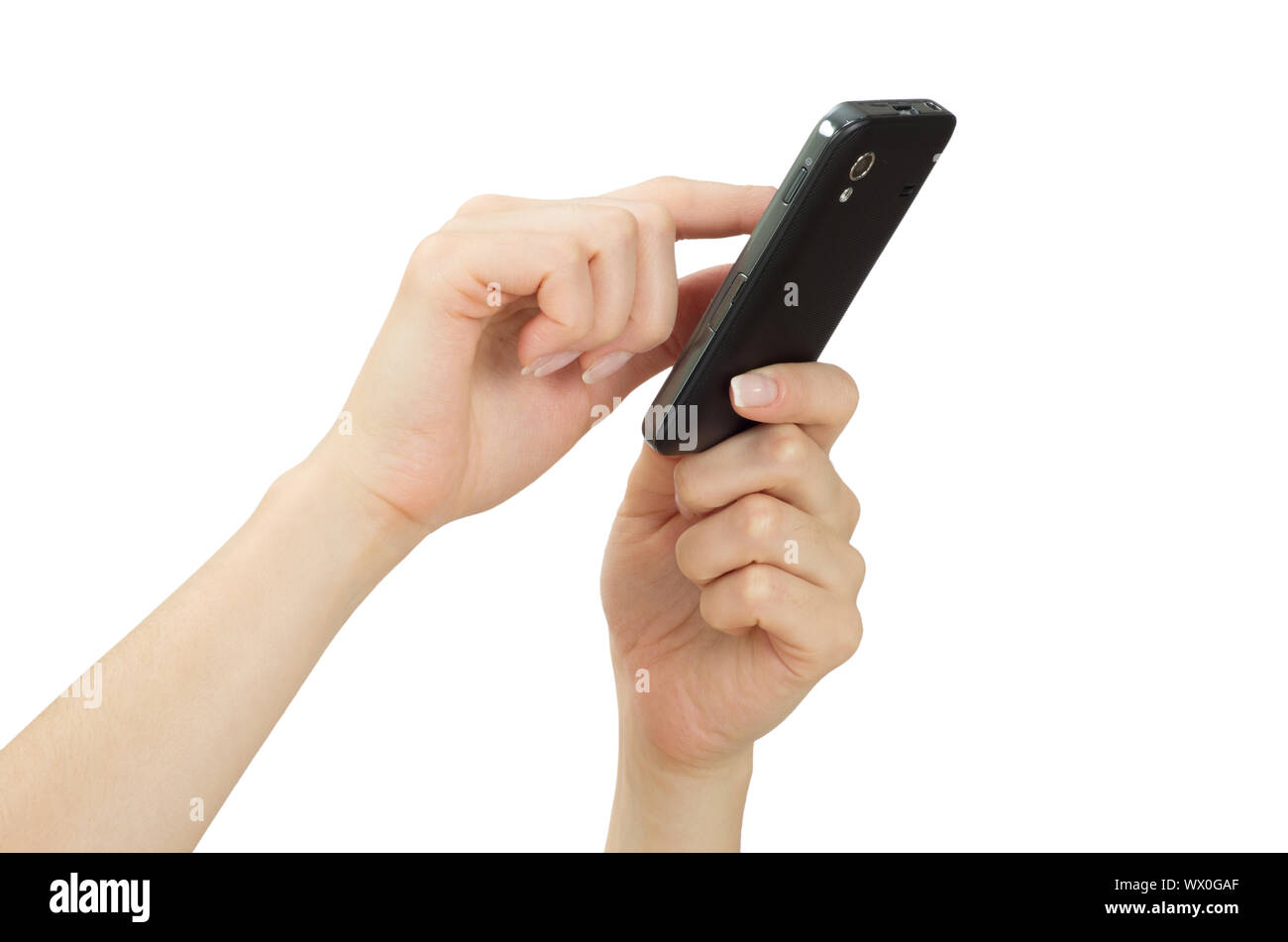 Hand holding mobile smart phone with blank screen Stock Photo - Alamy