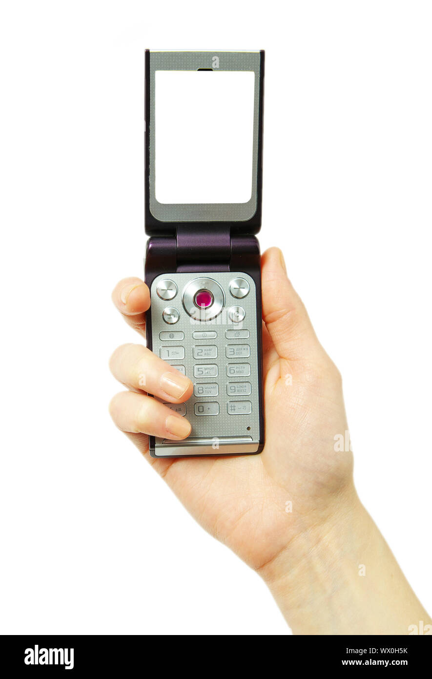 a hand holding a mobile phone for support Stock Photo - Alamy