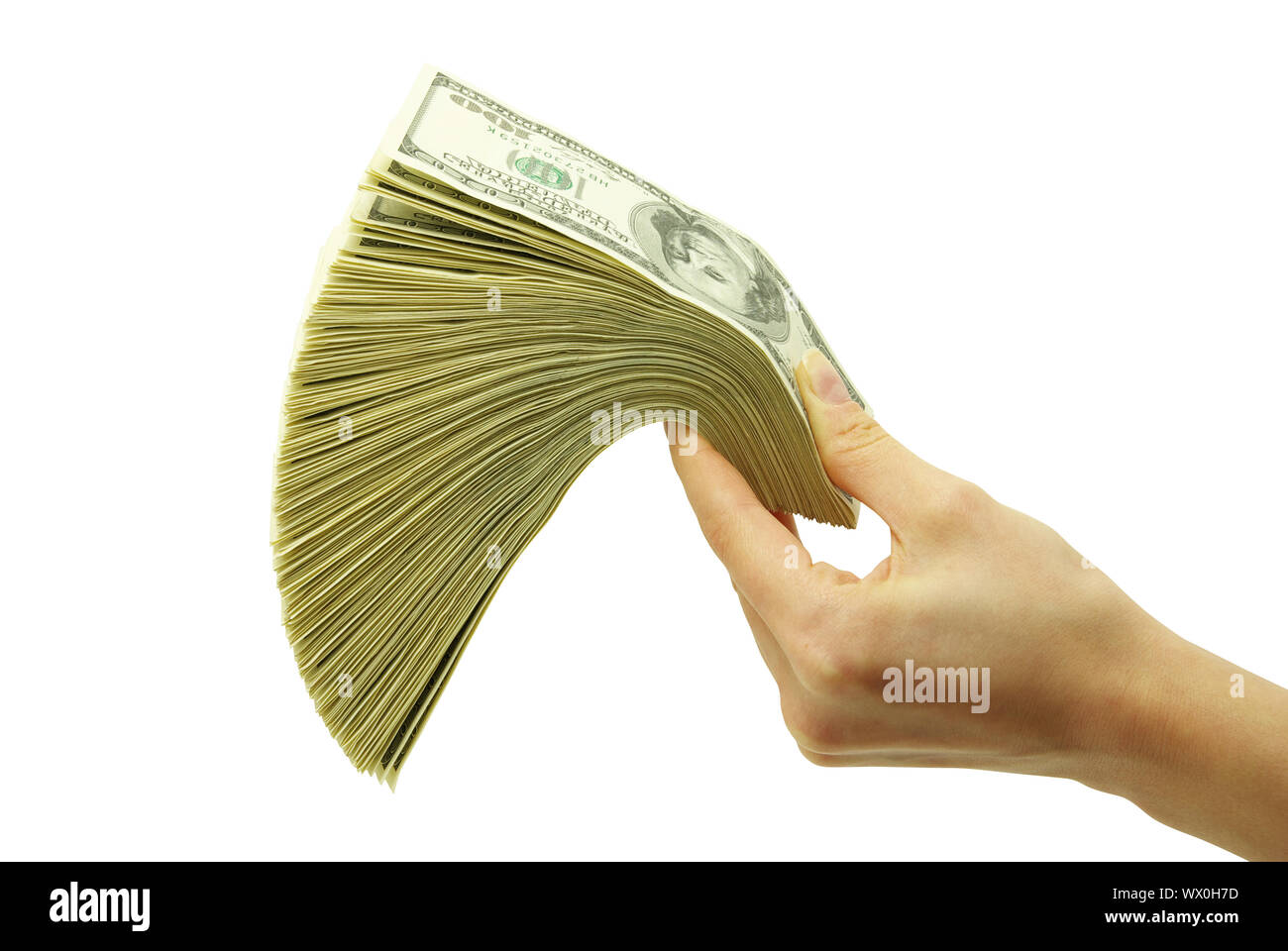 Hand with money isolated on white background Stock Photo - Alamy