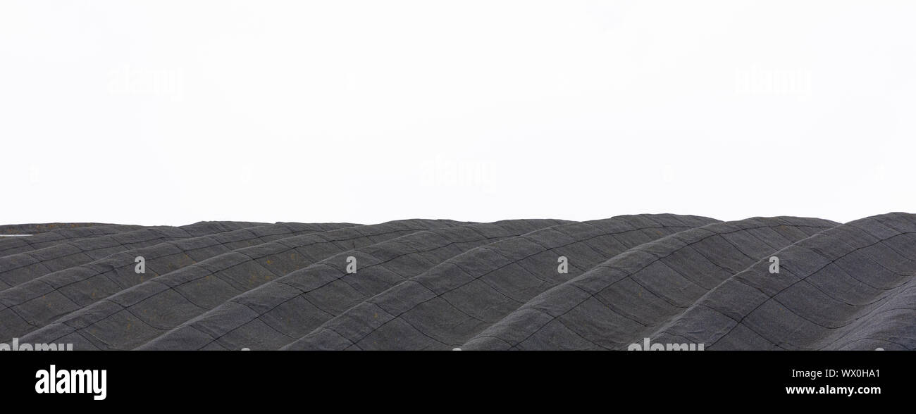 Panoram view of graphite fabrics with cell pattern on white background ...