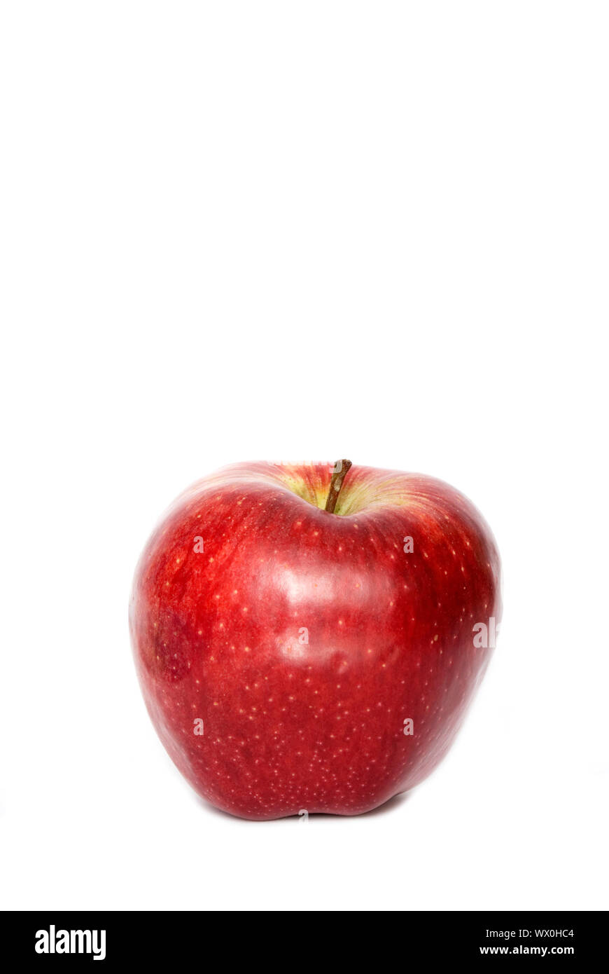 One red apple on white background Stock Photo - Alamy