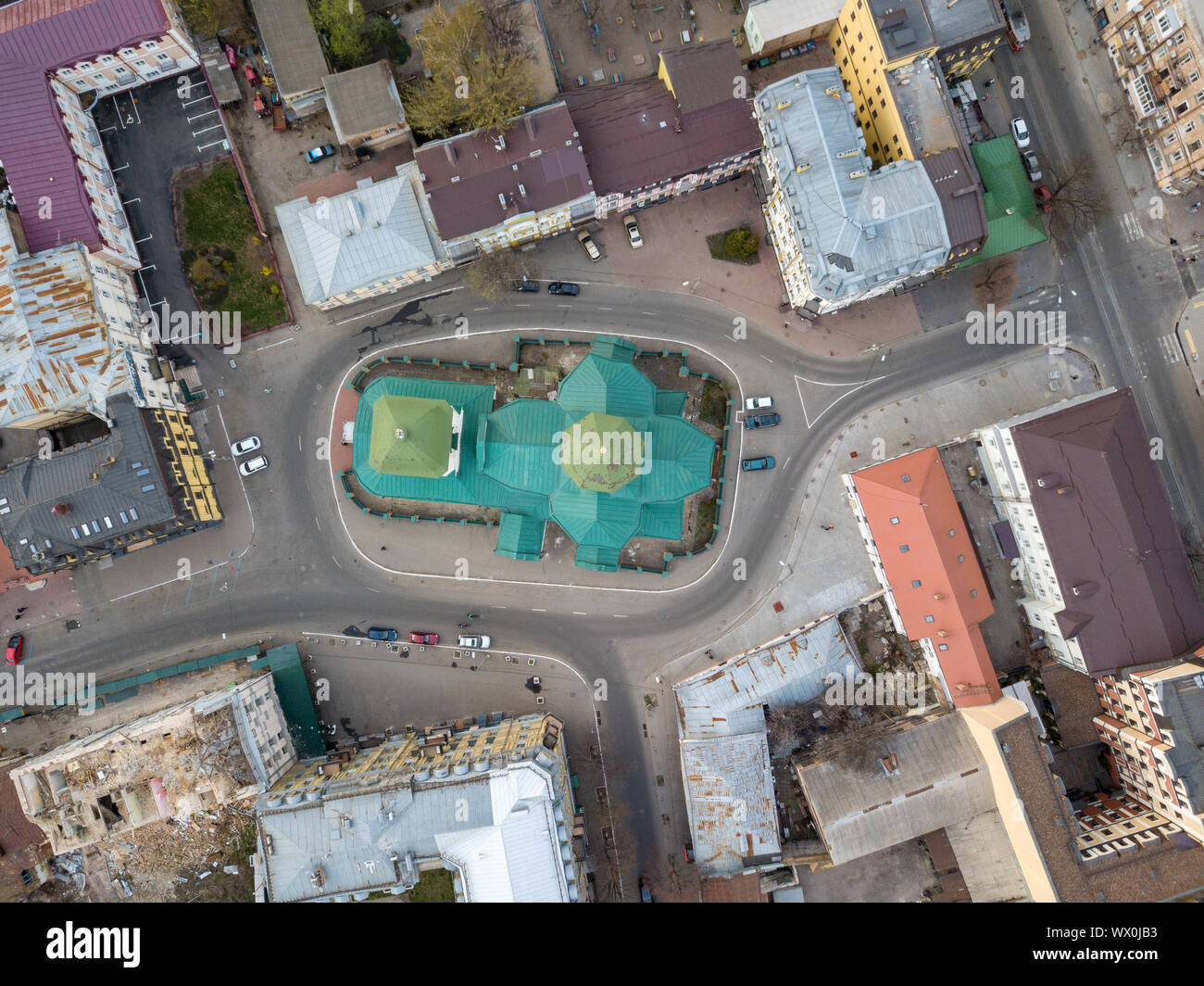 Top view of the church of St. Nicholas Pritisk district of Podol. Kiev ...