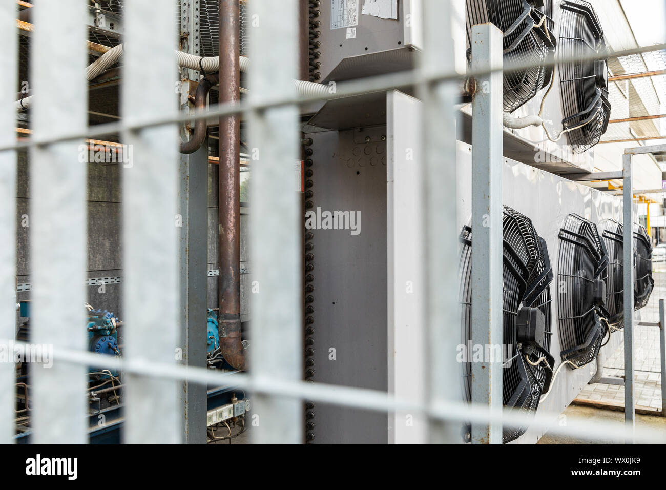 Blurred vision of circle air conditioners at industrial area Stock ...