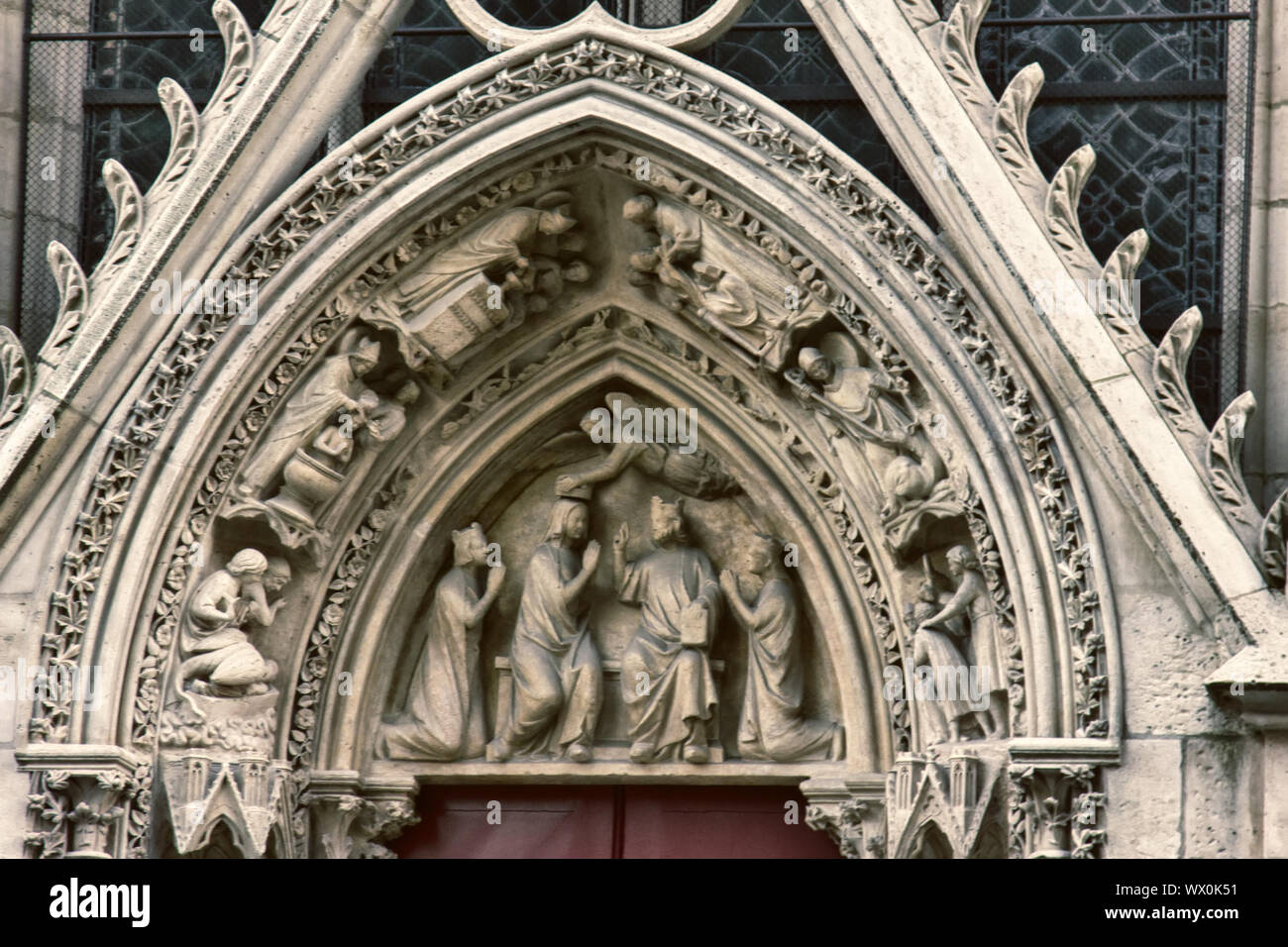 Notre Dame de Paris Cathedral Gothic style. Architectural details Stock ...