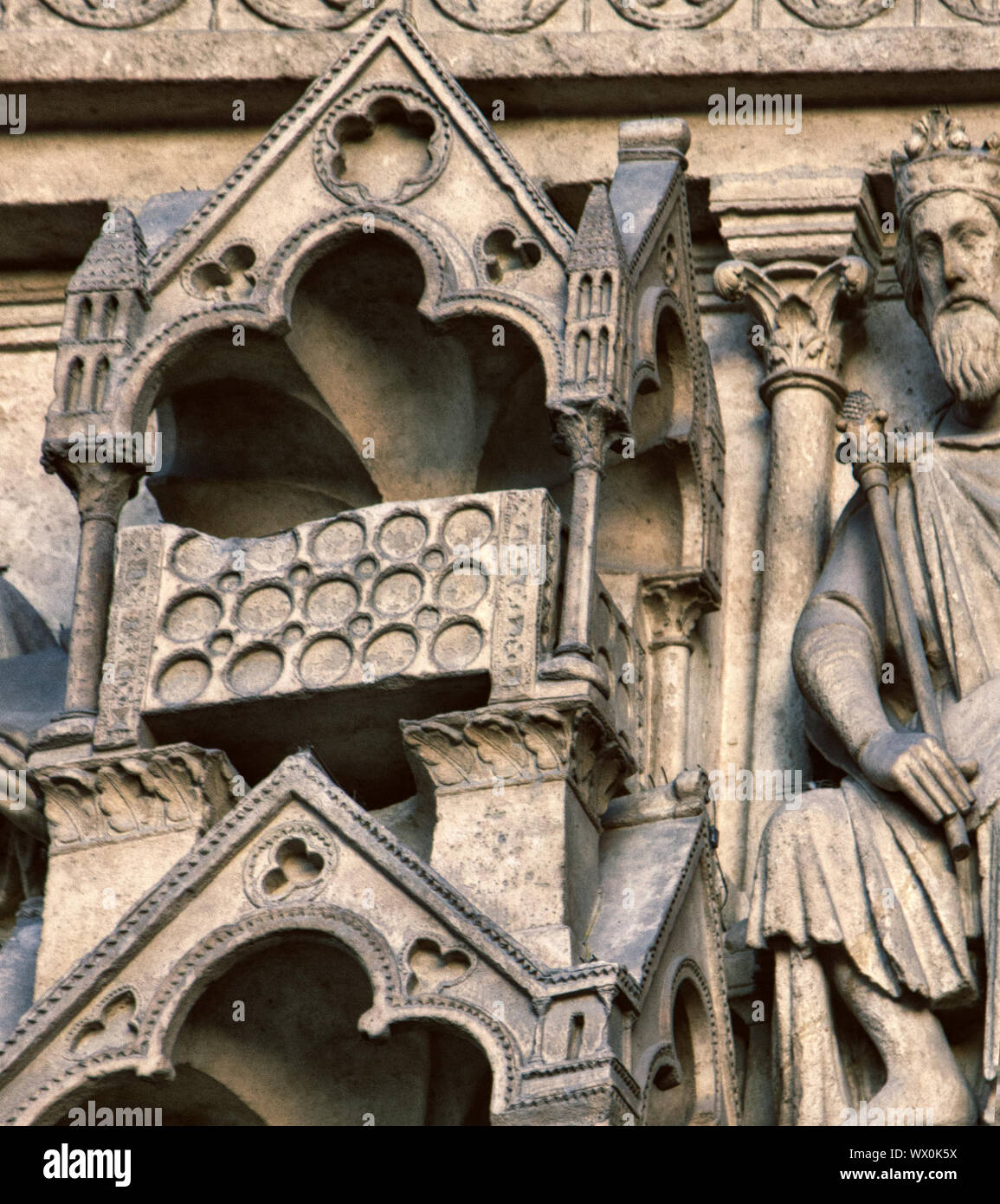 Notre Dame de Paris Cathedral Gothic style. Architectural details Stock ...