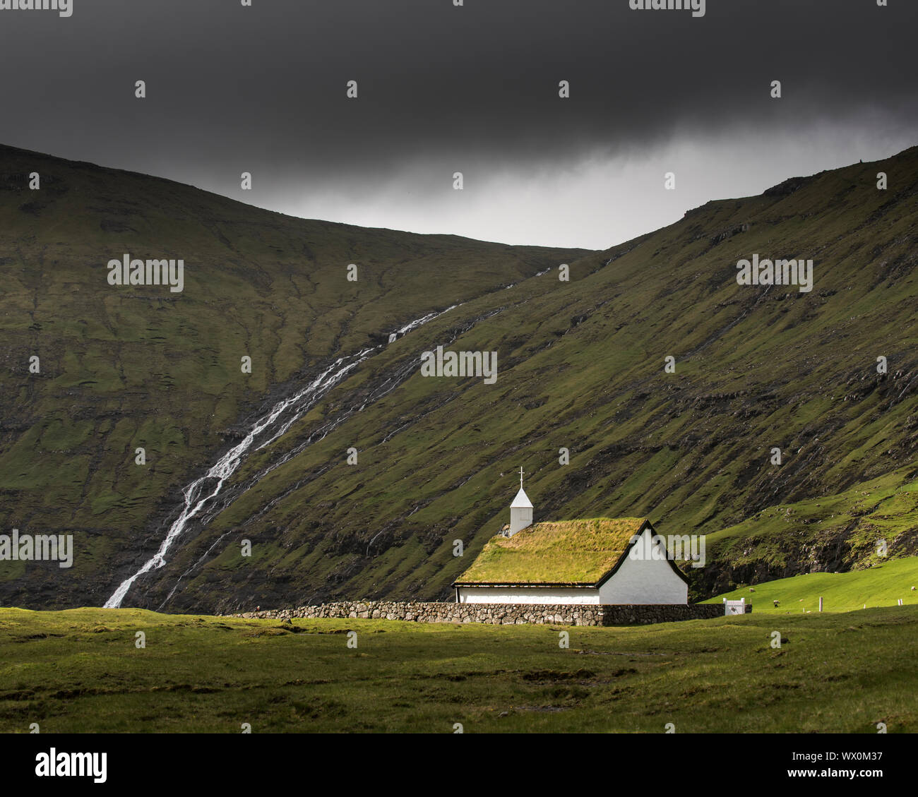 Saksunar Kirkja Church, Saksun, Faroe Islands, Denmark, Atlantic ...