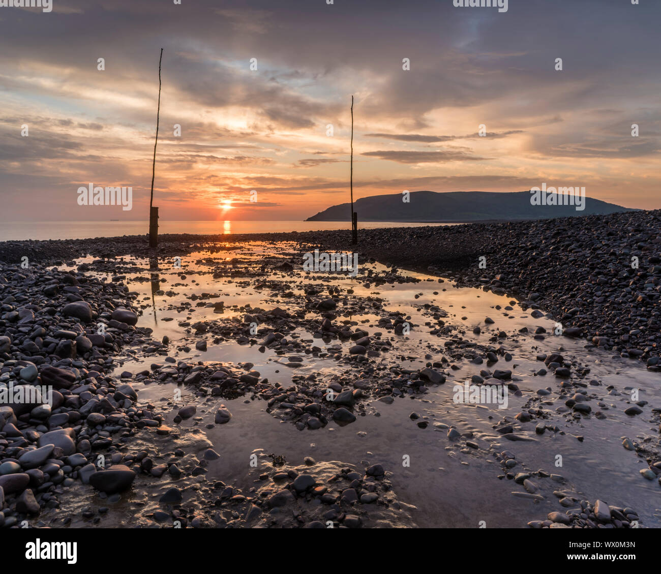 Porlock Weir at sunrise, Porlock, Somerset, England, United Kingdom ...