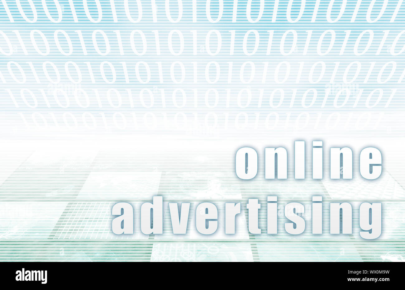 Online Advertising on a Clear Blue Tech Art Stock Photo - Alamy