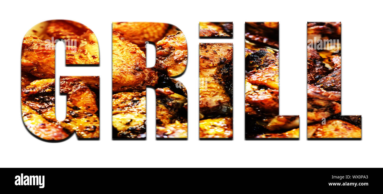 Font, GRILL, natural background, green foliage, font with transparency ...