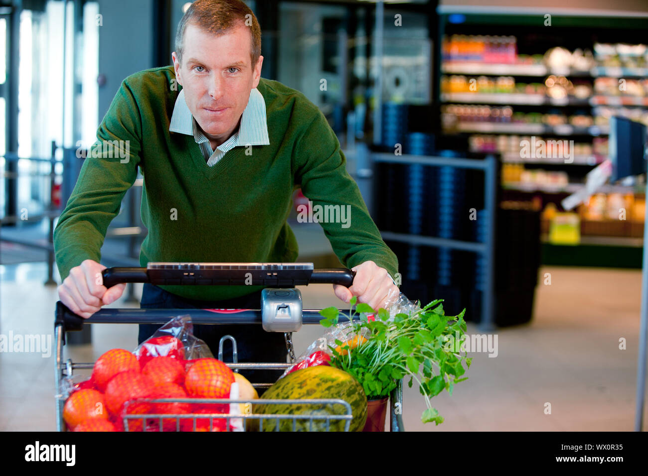 Portrait of a Man in Supermarket Stock Photo - Alamy