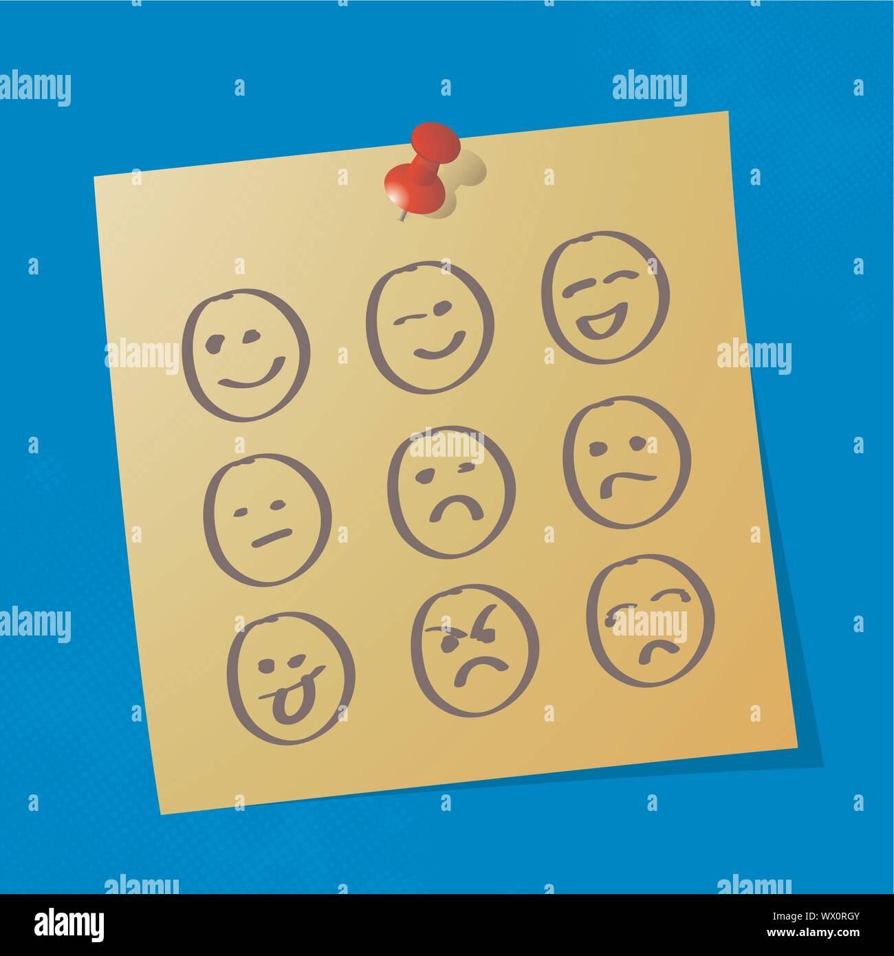 Sad face post it Stock Vector Images - Alamy