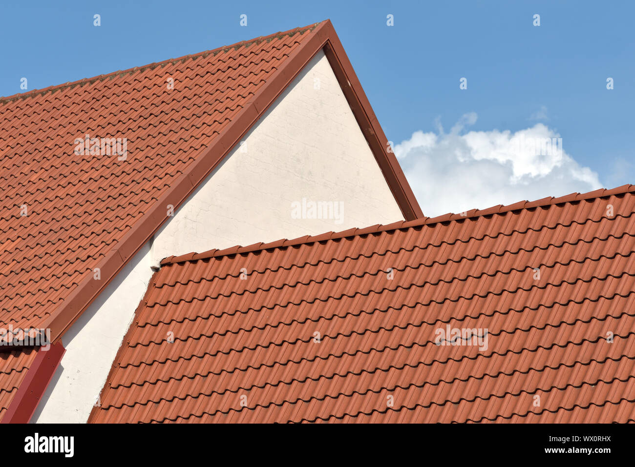 Red clay tiled roof background, Europe Stock Photo - Alamy