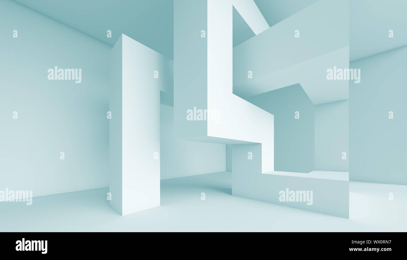 3d Illustration of Blue Abstract Architecture Background Stock Photo ...