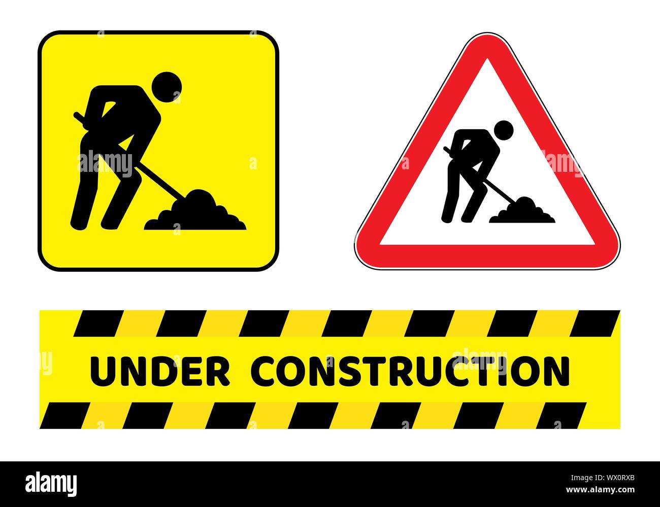 Under construction sign collection.Six construction sign drawing by ...