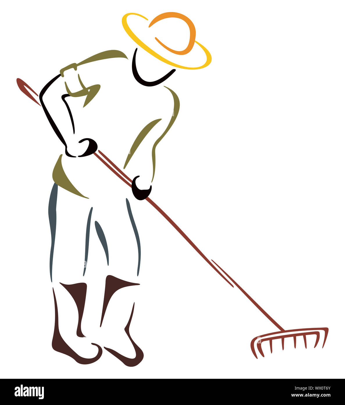 Farmer Working Drawing