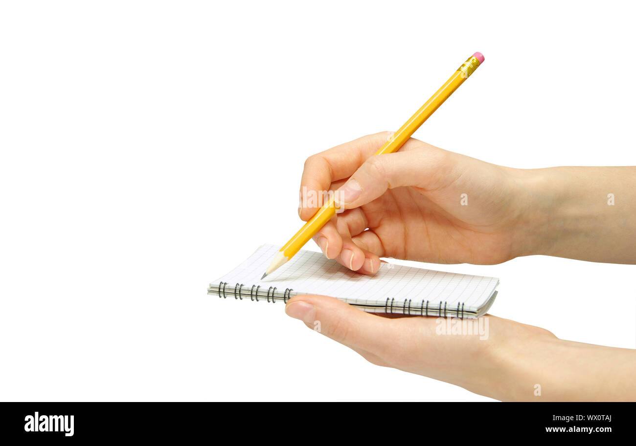 Business people taking notes isolated on white Stock Photo - Alamy