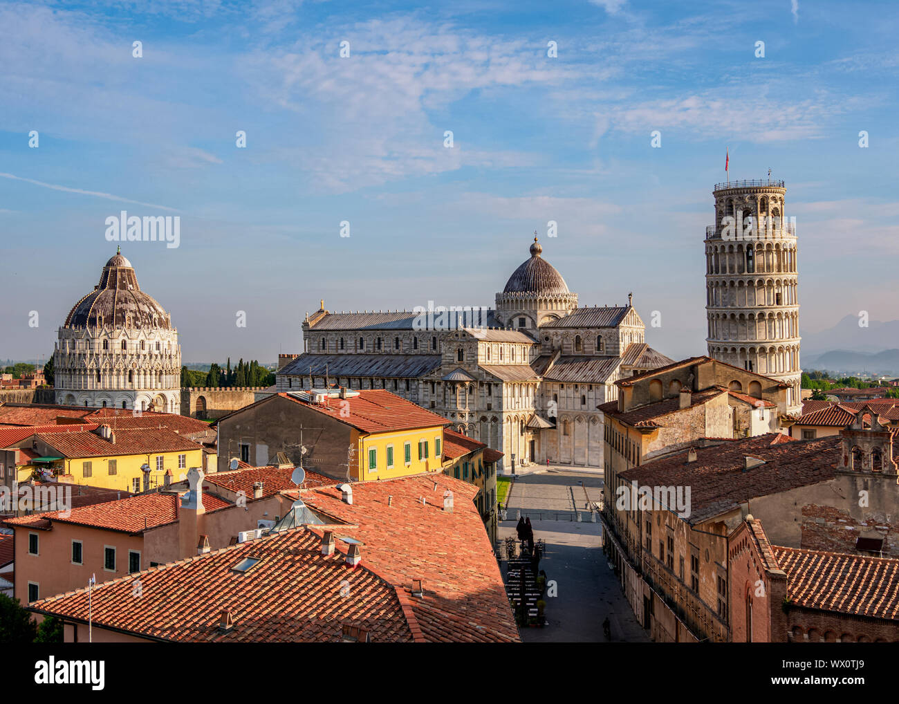 View over Via Santa Maria towards Cathedral and Leaning Tower, UNESCO ...