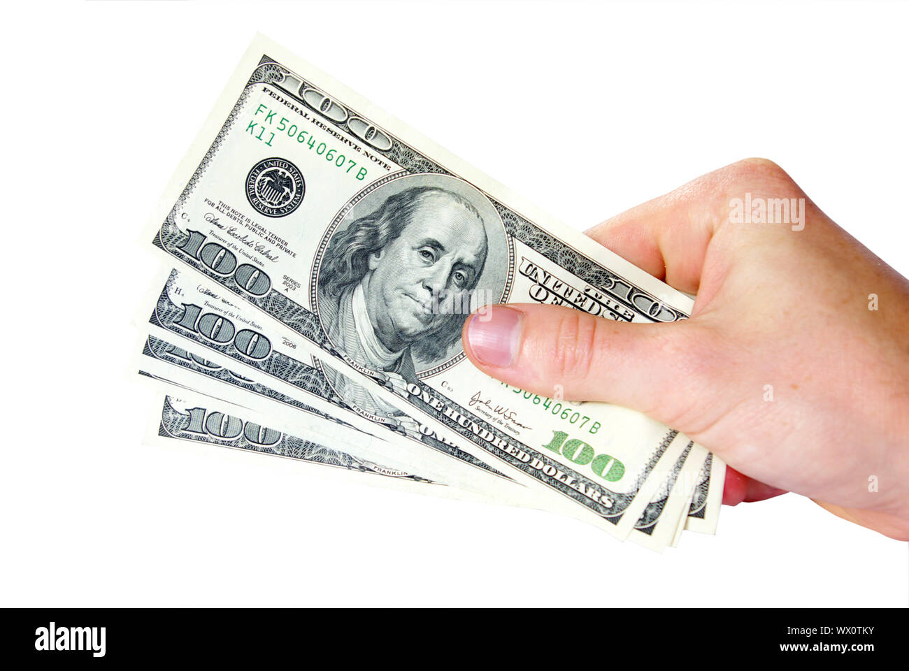 Money in hands isolated on white Stock Photo - Alamy