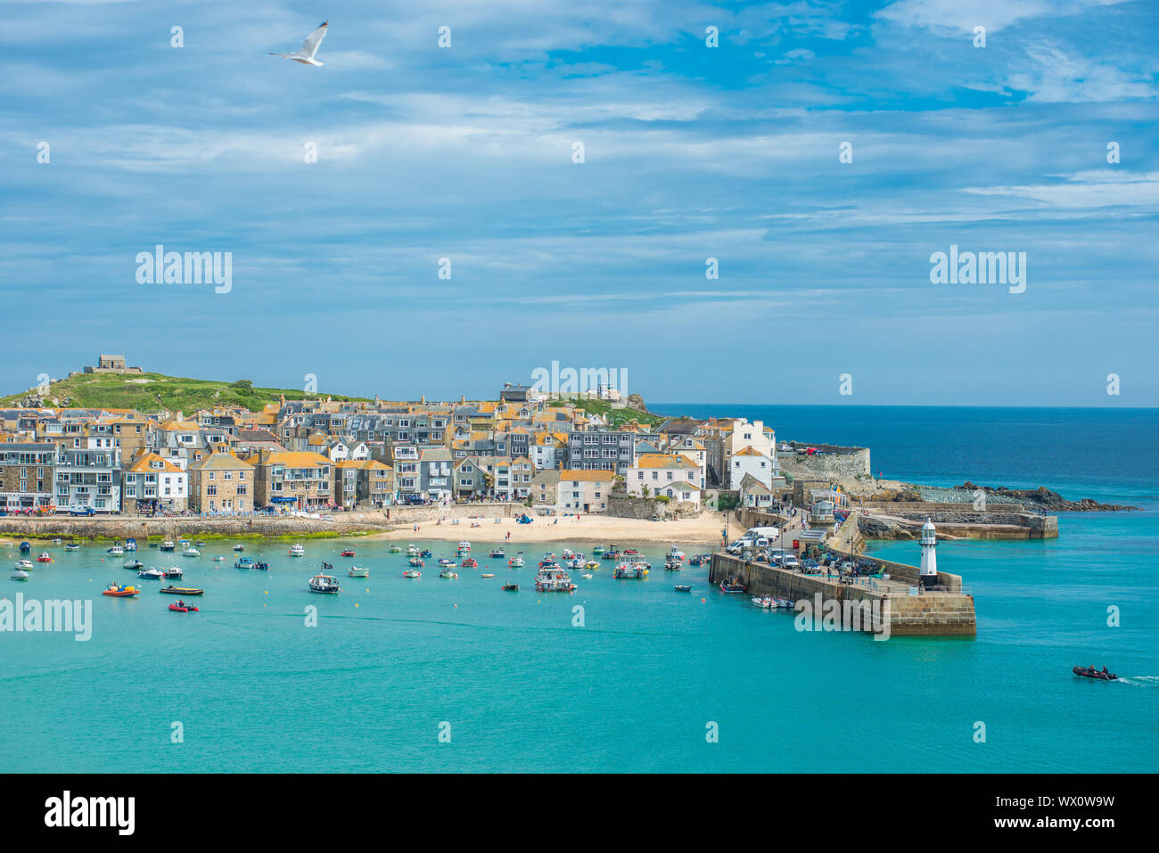 Panoramic views of St. Ives in Cornwall, England, United Kingdom ...