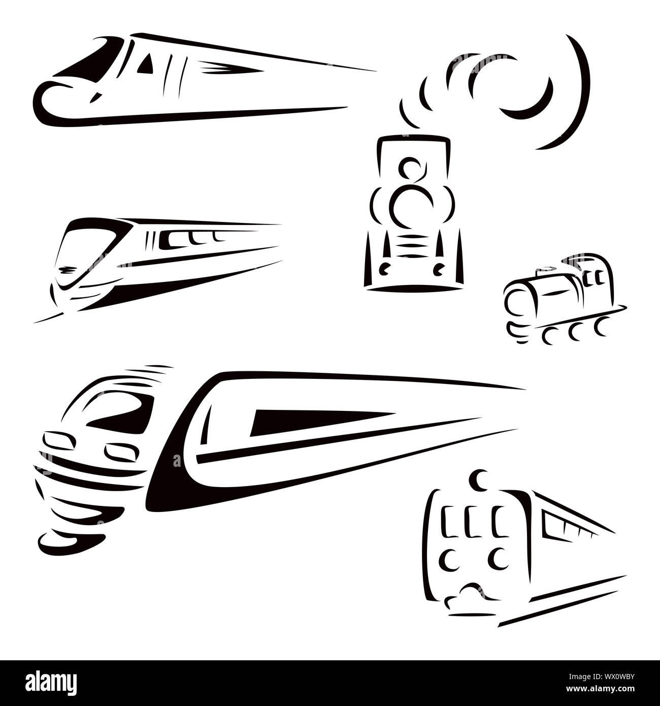 Silhouette steam train Cut Out Stock Images & Pictures - Alamy