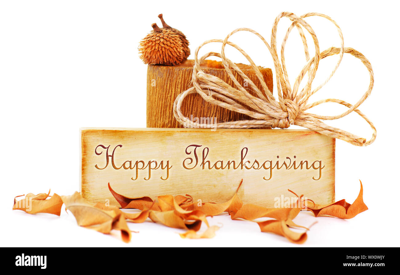 Thanksgiving card isolated on white background Stock Photo - Alamy