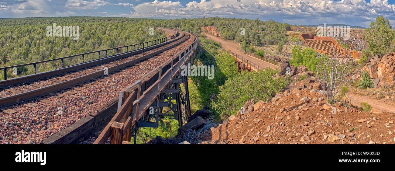 Super Panorama of a spillway and railroad bridge over Hell's Canyon ...