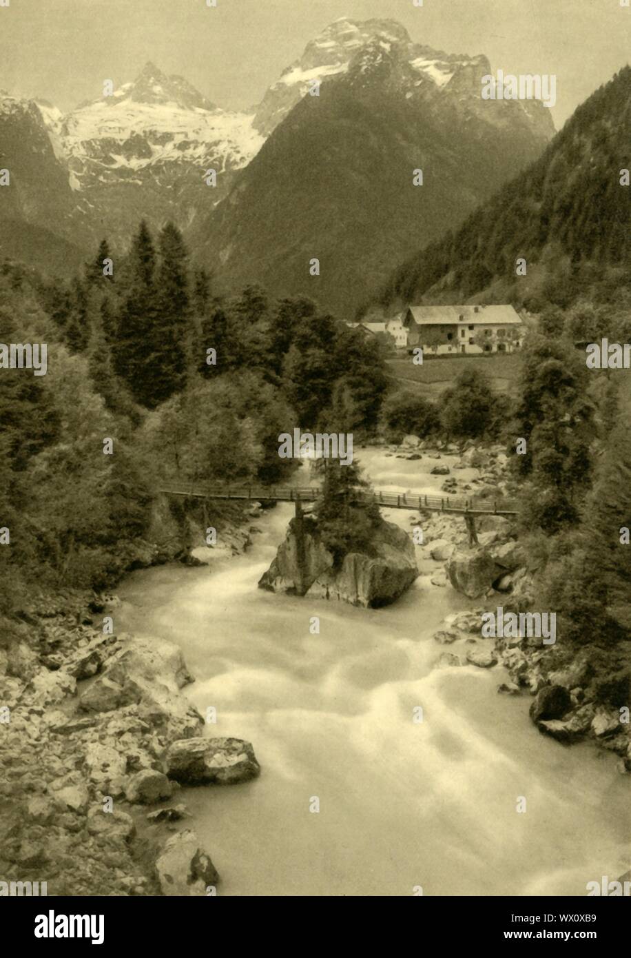 The Teufelssteg (Devil's Bridge), Lofer, Austria, c1935. Wooden bridge ...