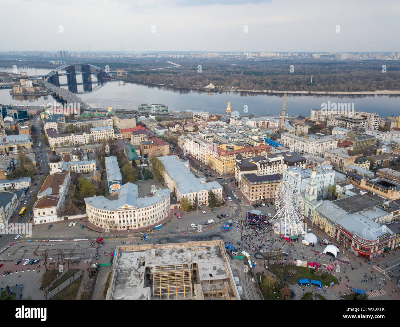 A bird's eye view, aerial view shooting from drone of the Podol ...