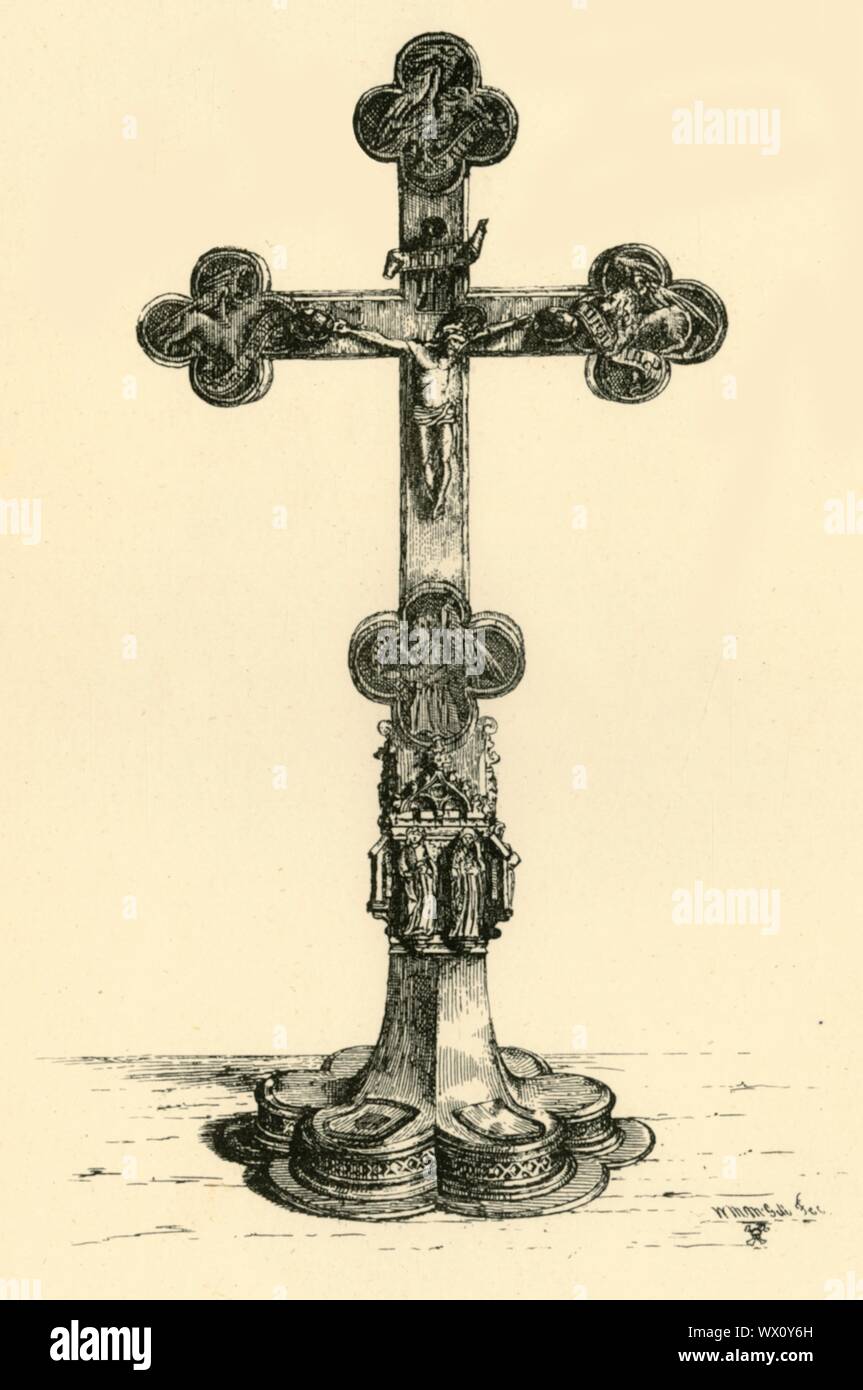Crucifix, (1881). Etching of a cross described as 'silver gilt' church ...