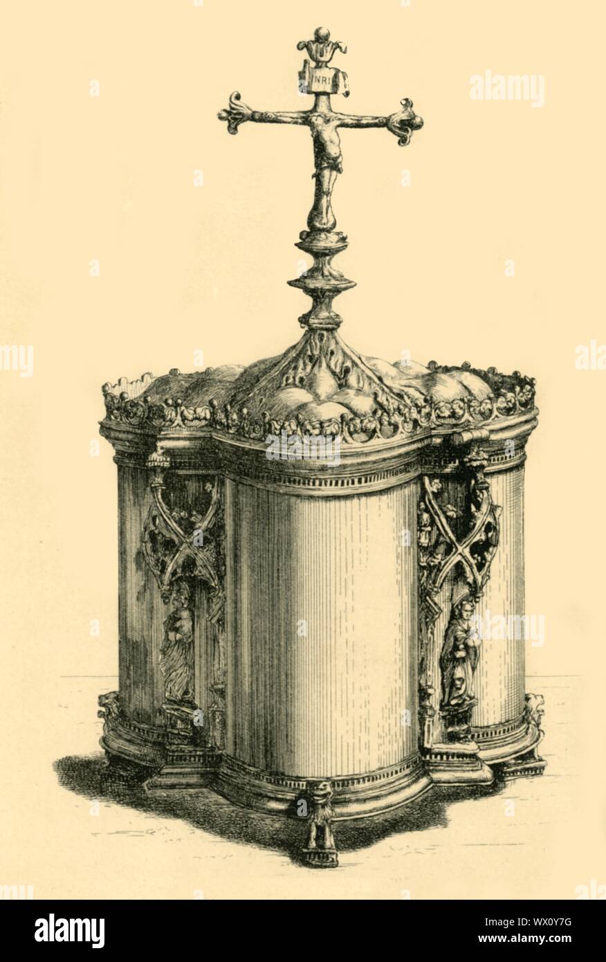 Chrismatory, late 15th century, (1881). Etching of a container designed ...