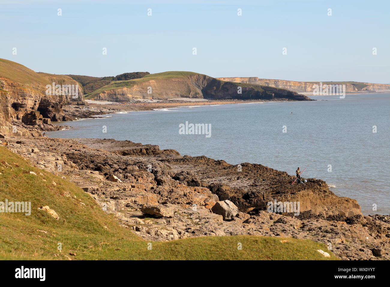 The beautiful coastline of South Wales with its sandy beaches and rocks ...