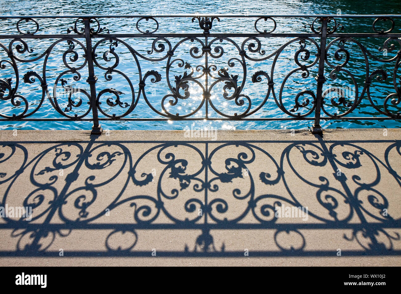 Old wrought iron railing on a walkway in Lucerne (Switzerland) - image ...