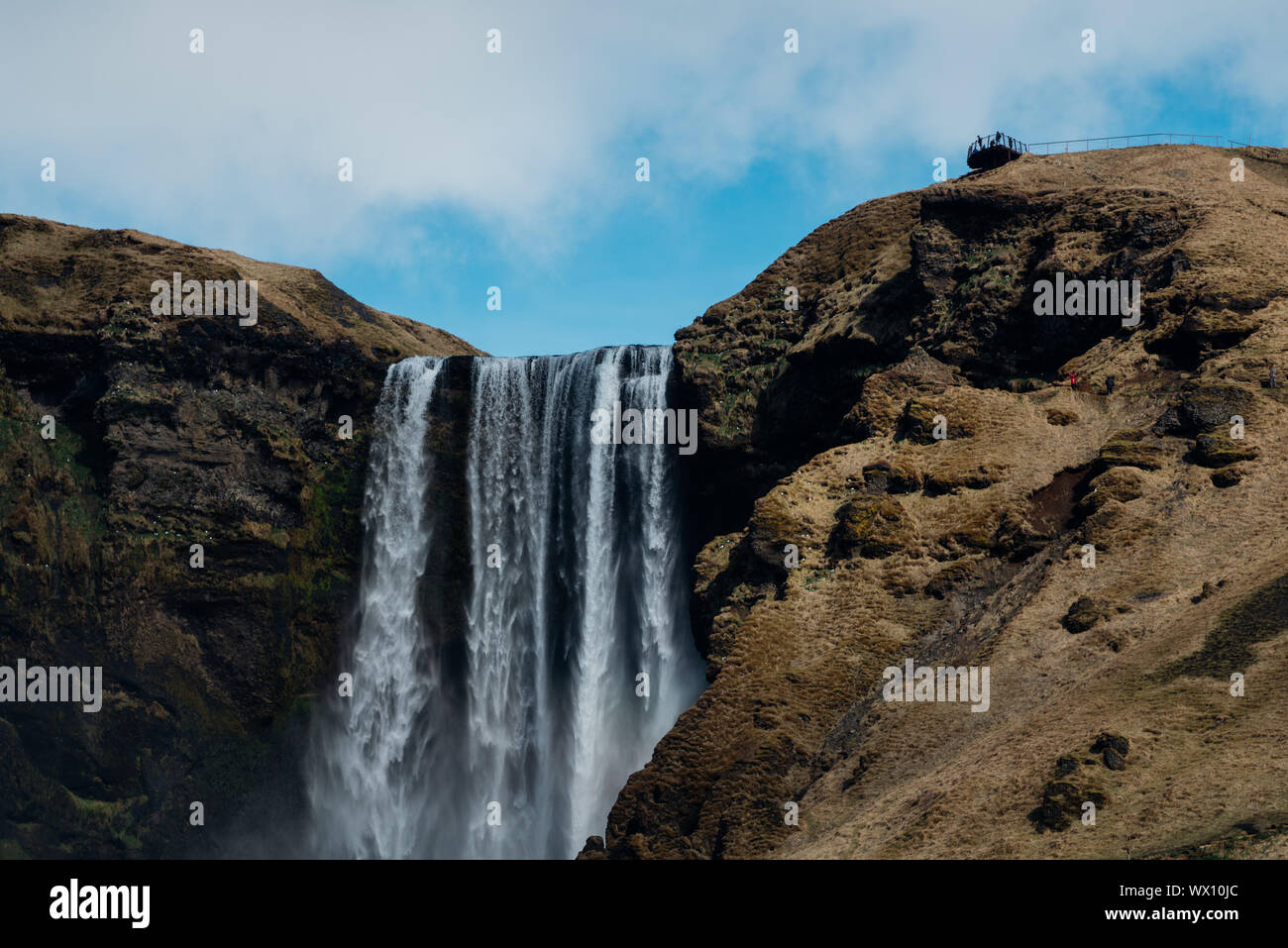 Lookout next to waterfall in Iceland Stock Photo - Alamy