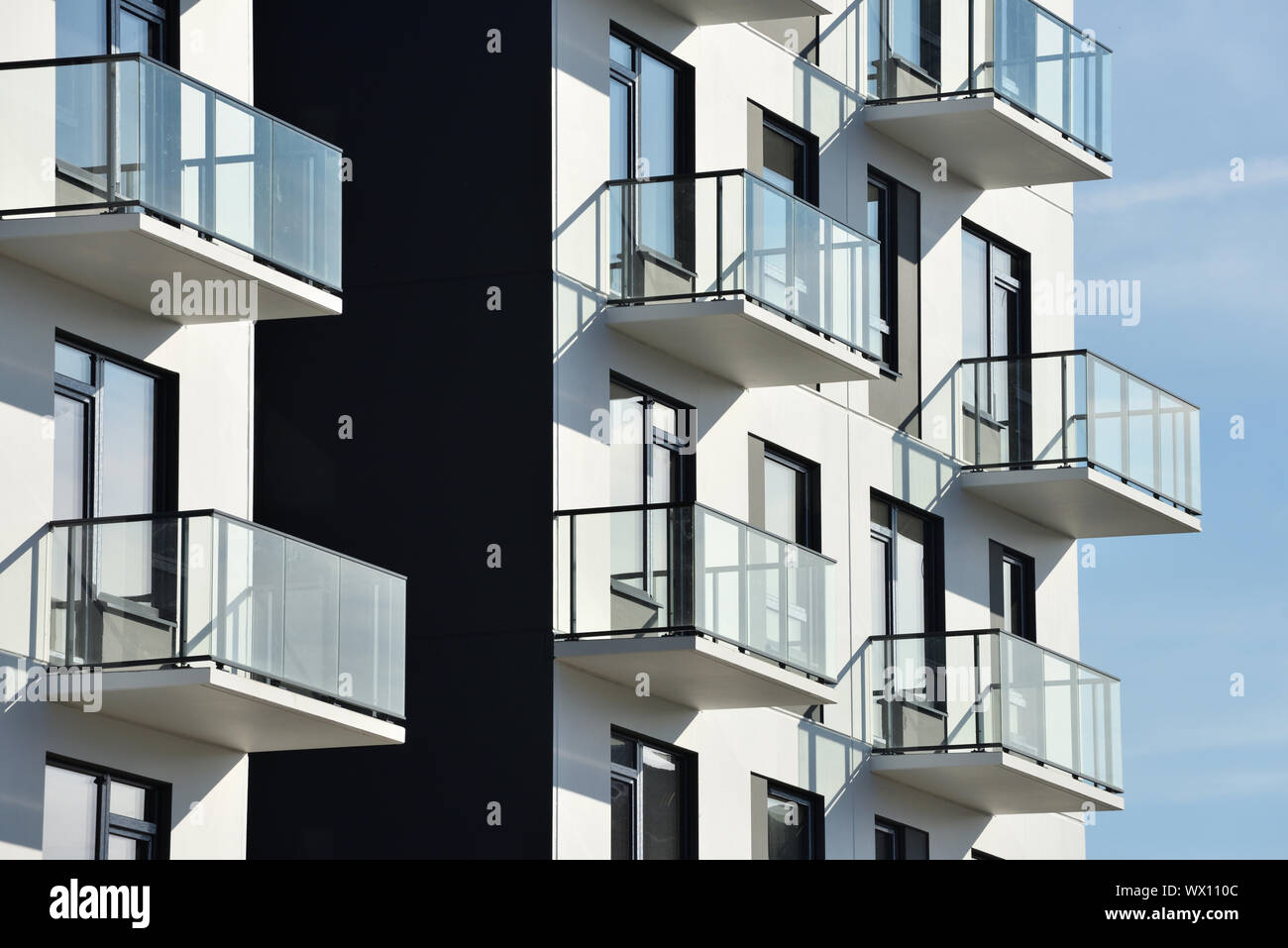 Balconies at modern architecture apartment residential building Stock ...
