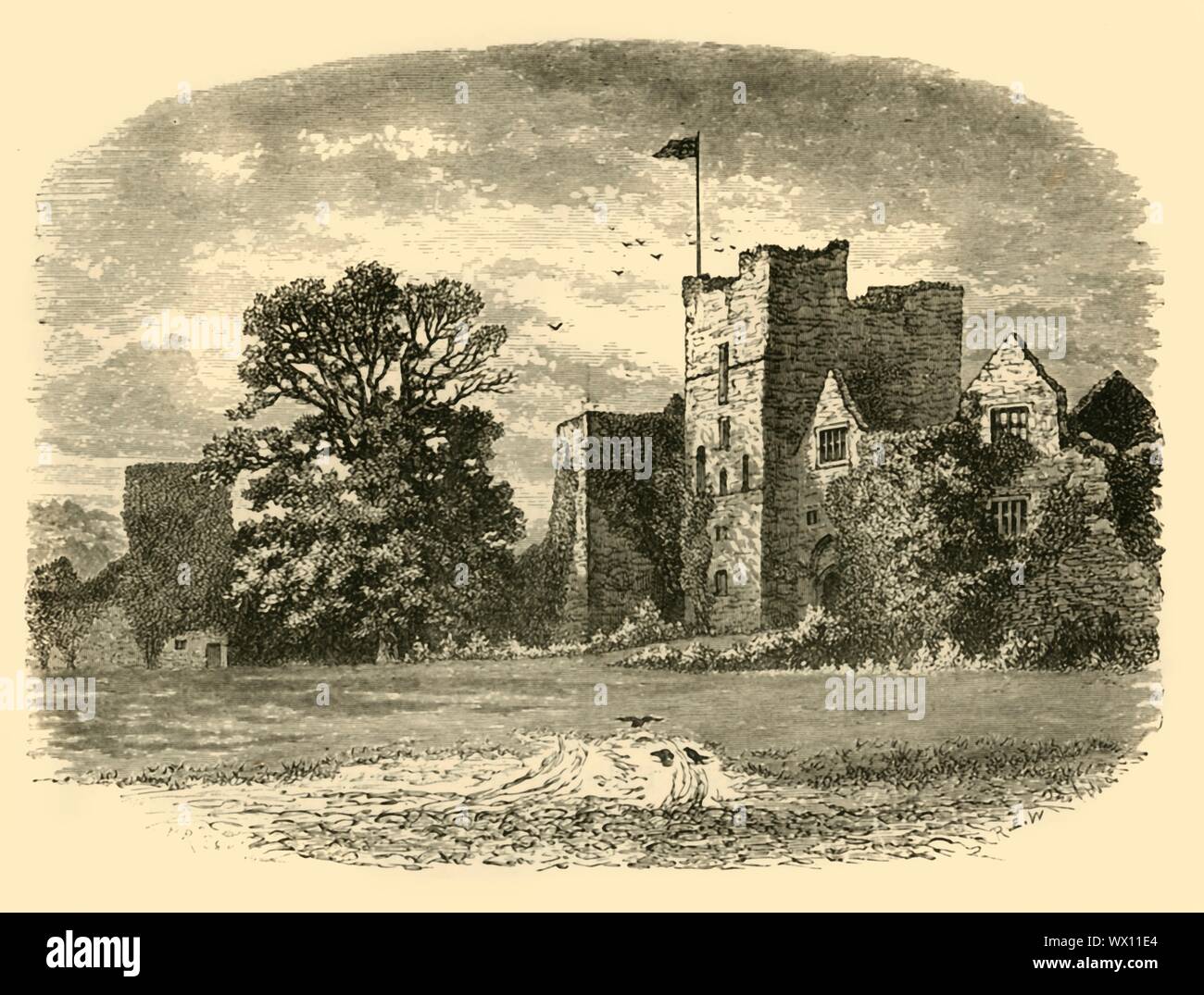 Ludlow castle engraving hi-res stock photography and images - Alamy