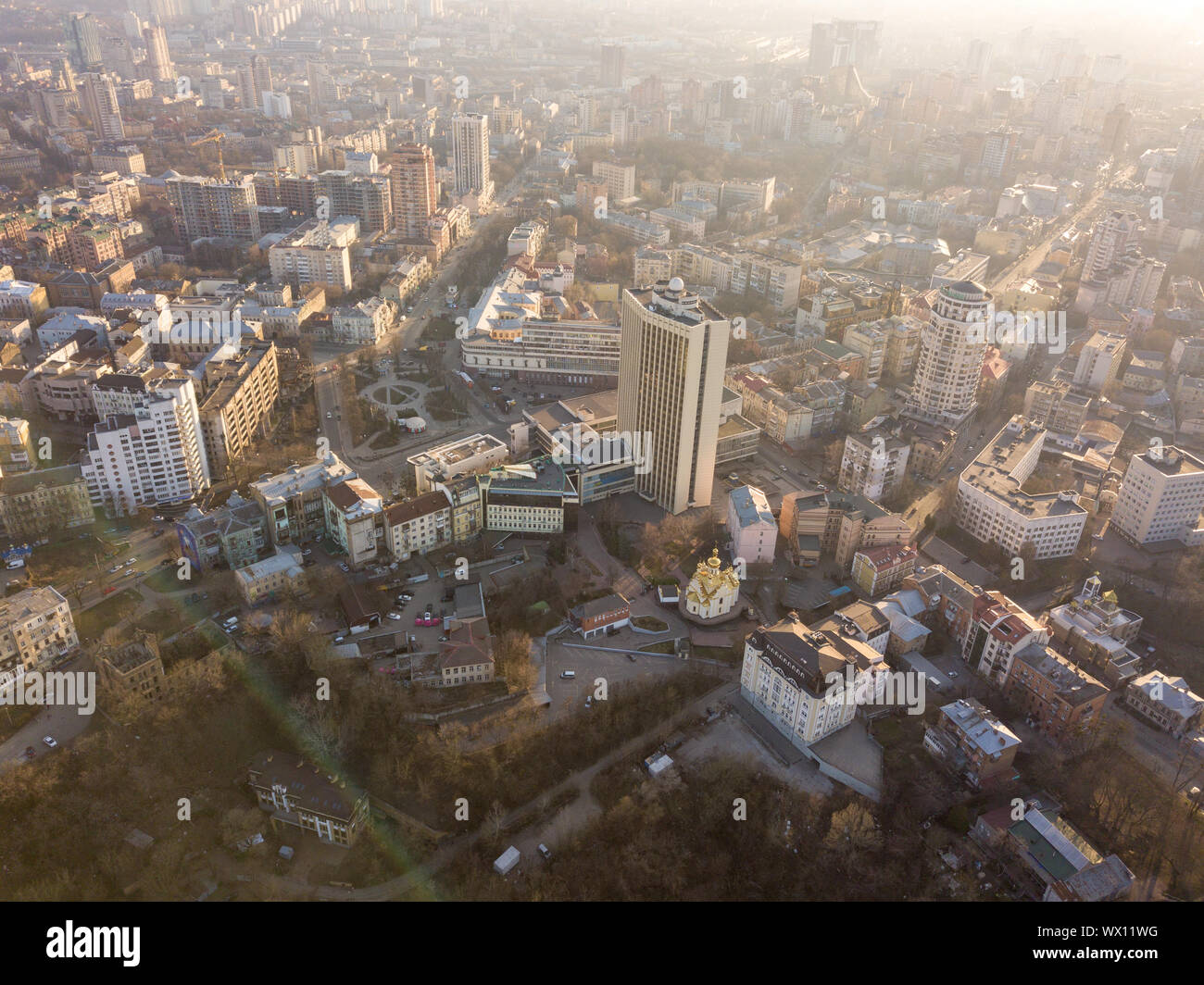 Panoramic aerial view from the drone, a view of the bird's eye view of ...