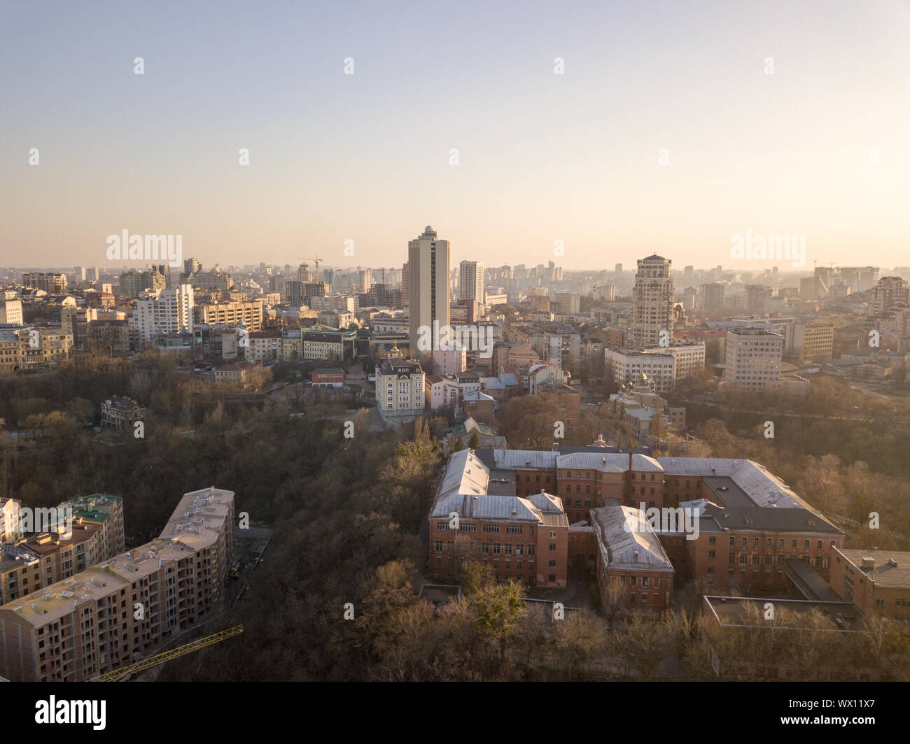 Panoramic aerial view from the drone, a view of the bird's eye view of ...
