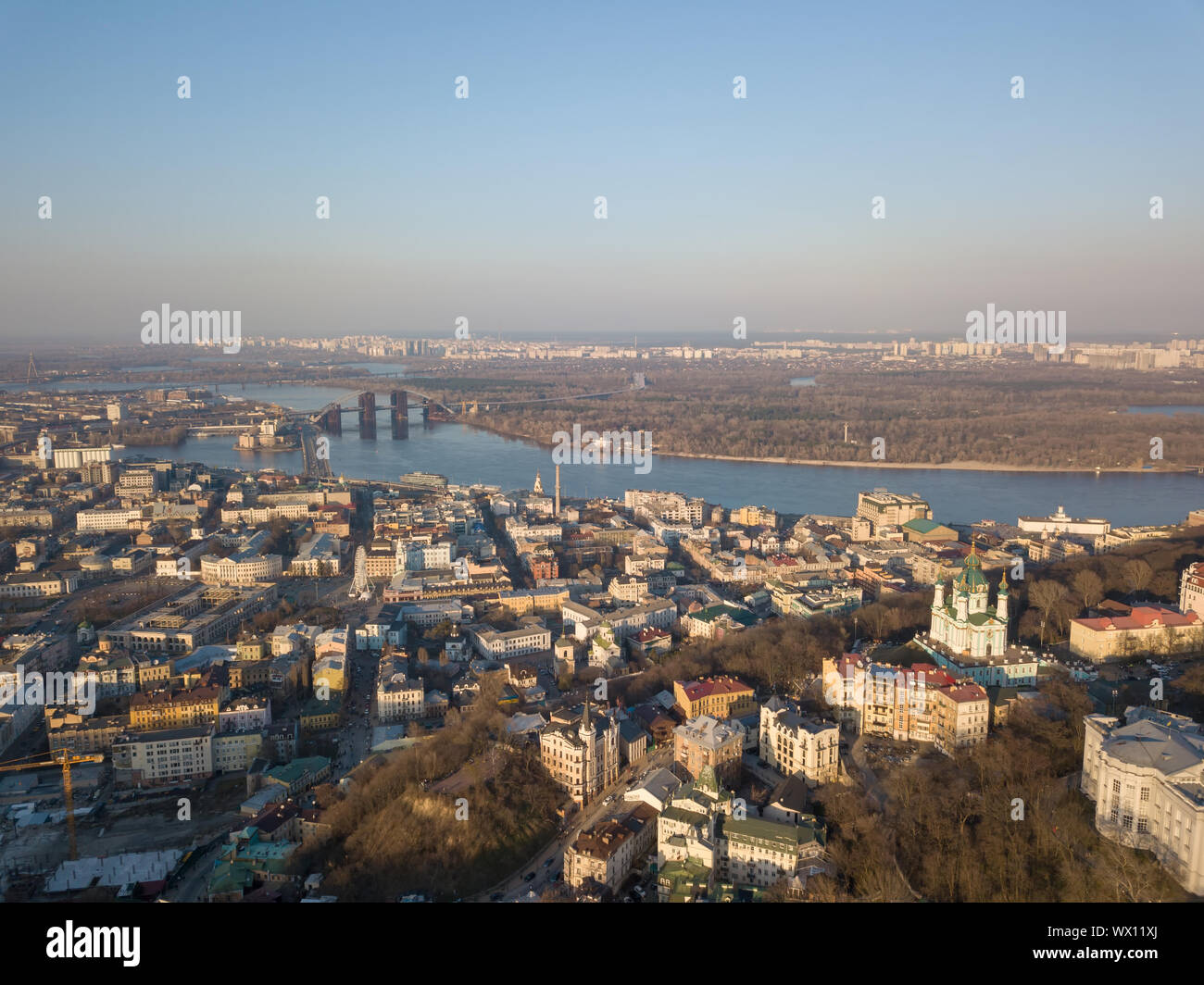 A bird's eye view, aerial view shooting from drone of the Podol ...