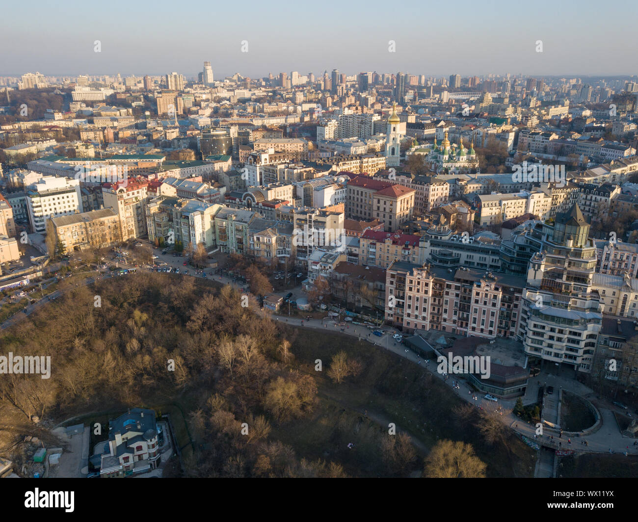 Panoramic aerial view from the drone, a view of the bird's eye view of ...