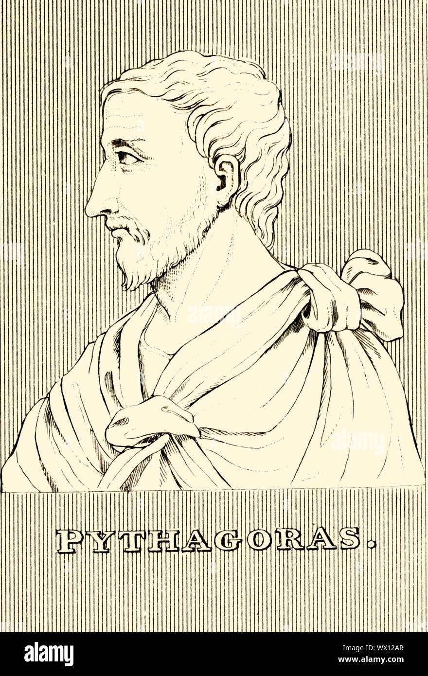 'Pythagoras', (c570-c495 BC), 1830. Pythagoras (c570-c495 BC) ancient ...