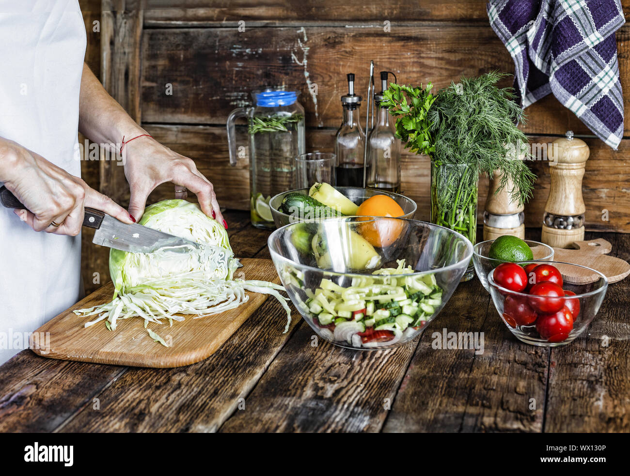 Healthy Eating, Vegetarian Food, Woman-Chef, Cooking, Vegetable Salad ...