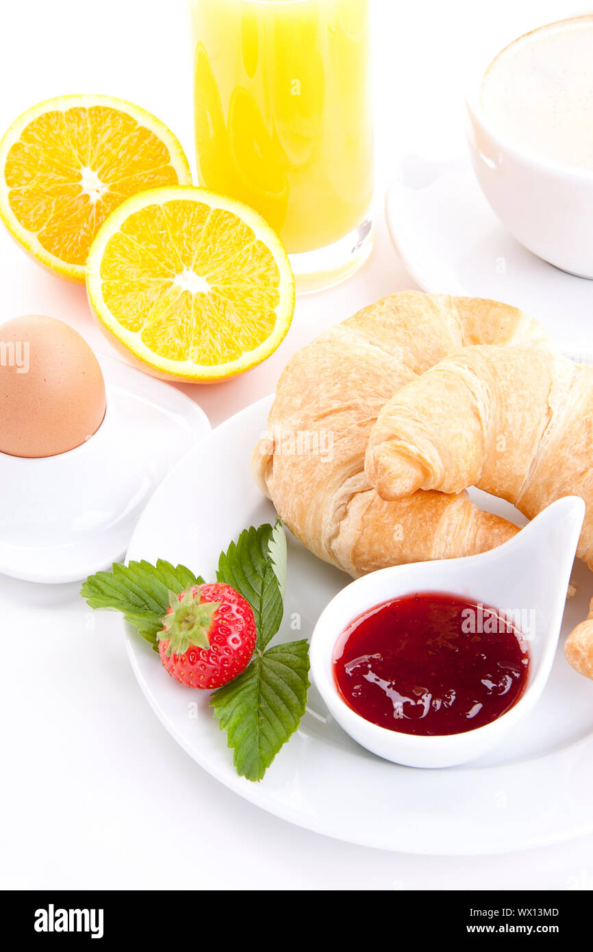 traditional french breakfast croissant isolated on white background ...