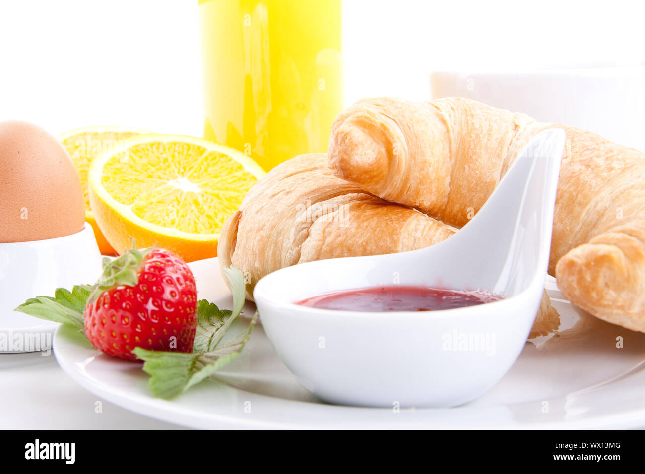 traditional french breakfast croissant isolated on white background ...