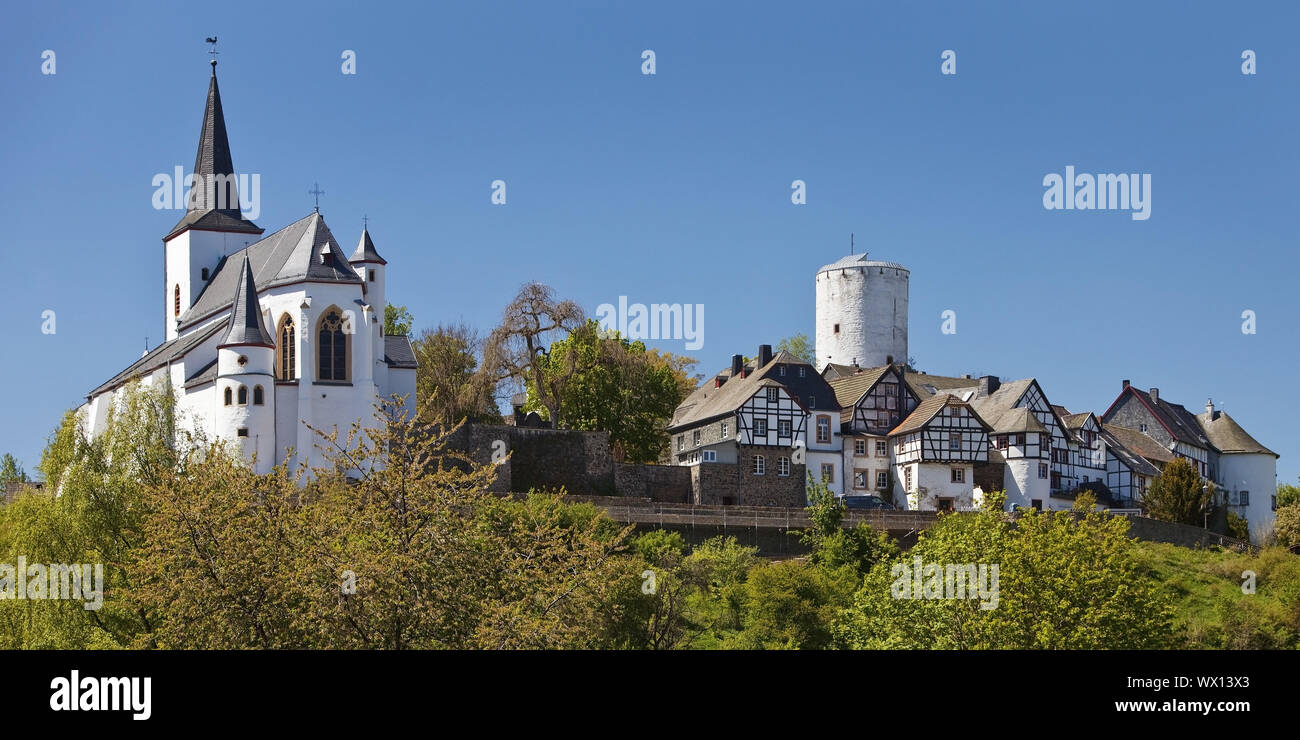 Townscape with parish church of St. Michael, Reifferscheid, Hocheifel ...